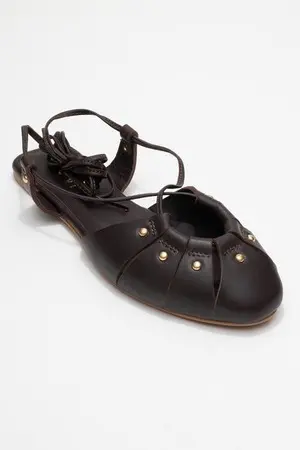 FOREVER & ALWAYS SHOES Daria Leather Lace-up Sandal - Brown