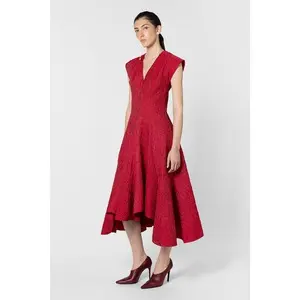 ROKSANDA Sapha Textured Midi Dress - Bennett Red