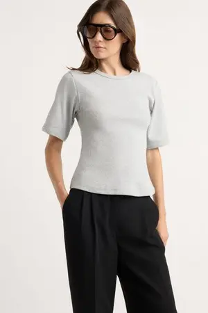 Modern Citizen Reanne Ribbed Sculpted Crew-neck Tee