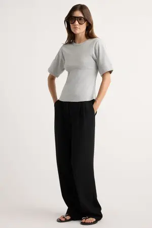 Modern Citizen Reanne Ribbed Sculpted Crew-neck Tee