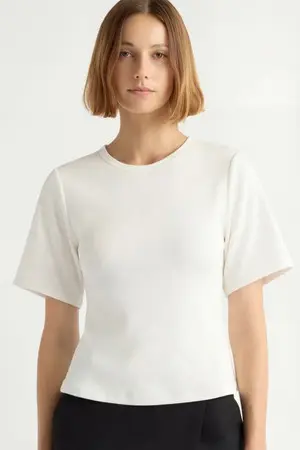 Modern Citizen Reanne Ribbed Sculpted Crew-neck Tee