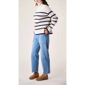 MAREA Martine Striped Sweater - Ivory/navy Stripe