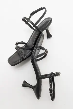 PROLOGUE SHOES Nebel Strappy Stiletto Sandal - Black