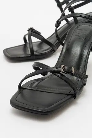 PROLOGUE SHOES Nebel Strappy Stiletto Sandal - Black