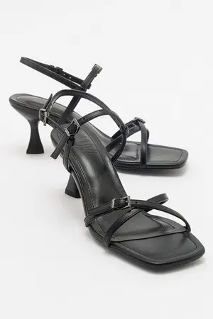 PROLOGUE SHOES Nebel Strappy Stiletto Sandal - Black