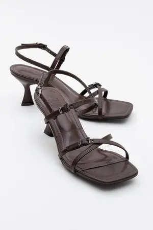 PROLOGUE SHOES Nebel Strappy Stiletto Sandal - Brown