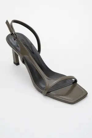 PROLOGUE SHOES Melby Strappy Stiletto Sandal Khaki