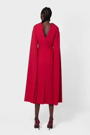 ROKSANDA Nour Crepe Caped Midi Dress - Amaranthus
