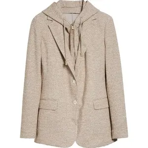 Eleventy Knit Blazer With Hooded Bib - Taupe Cognac