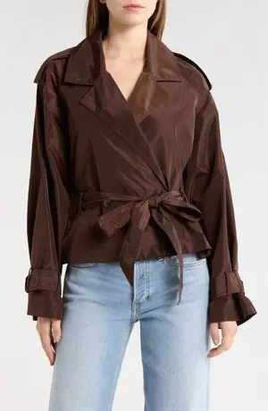 Staud Vale Short Belted Trench Coat