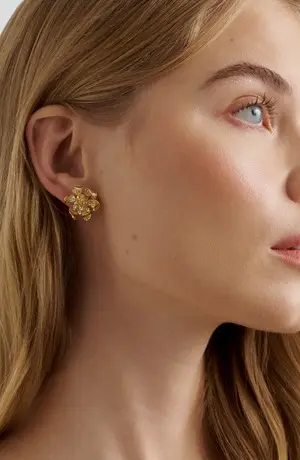 Ted Baker London Furled Flower Stud Earrings - Metallic Gold