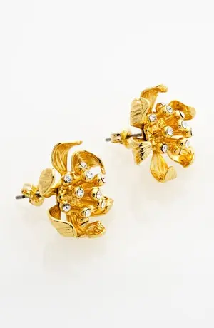 Ted Baker London Furled Flower Stud Earrings - Metallic Gold