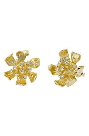 Ted Baker London Furled Flower Stud Earrings - Metallic Gold