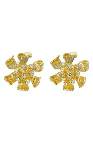 Ted Baker London Furled Flower Stud Earrings Metallic Gold