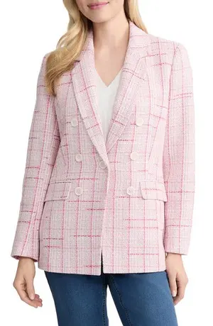 Jones New York Faux Double Breasted Tweed Jacket - Petal Pink Multi