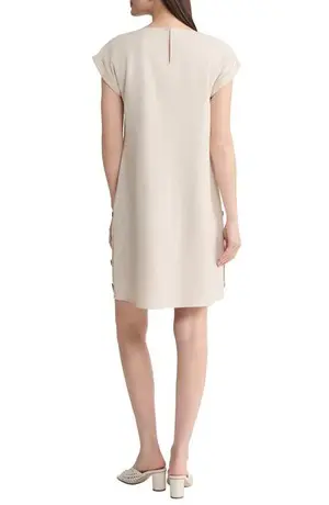 Jones New York Side Button Linen Blend Shift Dress