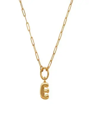 OAK & LUNA Bubble Up Initial Vermeil Necklace - Letter E