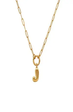 OAK & LUNA Bubble Up Initial Vermeil Necklace Letter J