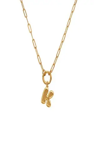 OAK & LUNA Bubble Up Initial Vermeil Necklace Letter K