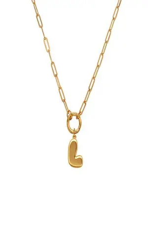 OAK & LUNA Bubble Up Initial Vermeil Necklace Letter L