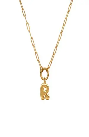 OAK & LUNA Bubble Up Initial Vermeil Necklace Letter R