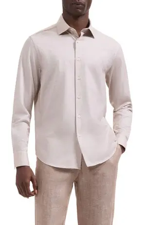 Bugatchi James Ooohcotton® Space Dye Button-up Shirt - Sand