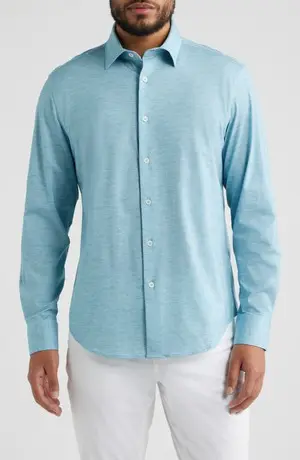 Bugatchi James Ooohcotton® Space Dye Button-up Shirt - Teal