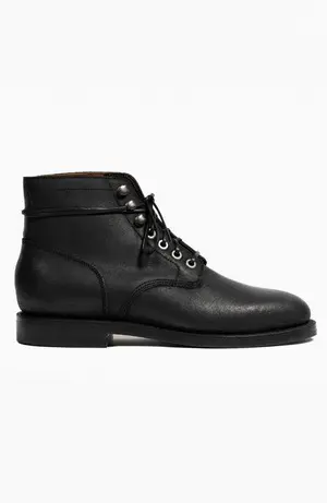GRANT STONE Nora Lace-up Boots - Black Waxed Commander