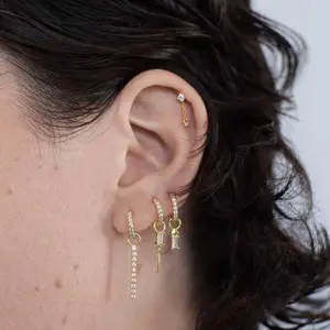 OUTOFOFFICE Pavé Seven Mm Huggie Hoop Earring