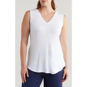 24SEVEN COMFORT APPAREL V-neck Jersey Tank - White