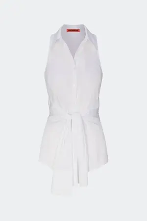 SIMONMILLER Sleeveless Poplin Top With Shirttail Hem - Macadamia