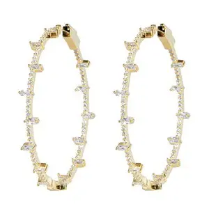NICKKHO REY Jacob Hoop Earrings - White/gold