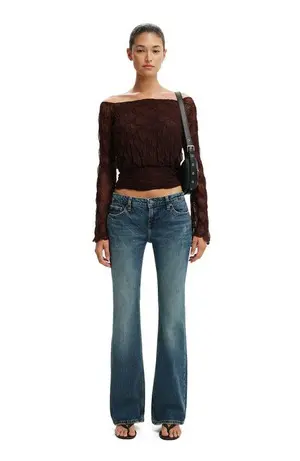 COTTON ON Sofia Lace Long Sleeve Top - Dark Oak