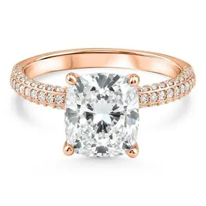BLISS DIAMOND Certified 3.66ct Chelsea Cushion Diamond Engagement Ring - 14k Rose Gold