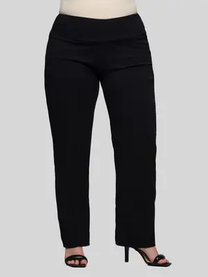 24SEVEN COMFORT APPAREL Stretch High-waist Dress Pants - Black