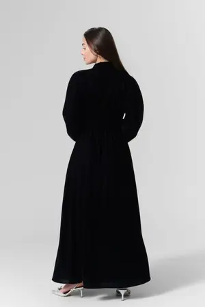 LE FAFO Luna Velvet Embellished Belted Maxi Dress