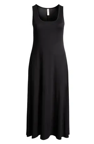 24SEVEN COMFORT APPAREL Sleeveless Scoop Neck Maxi Dress - Black