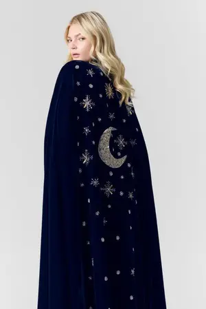 LE FAFO Luna Velvet Embellished Cape