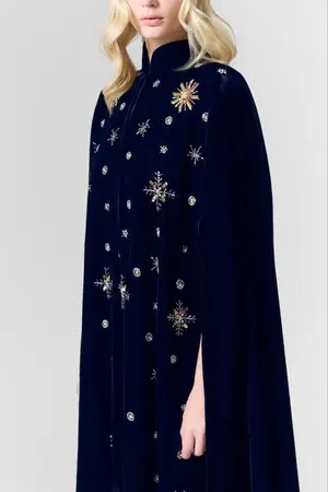 LE FAFO Luna Velvet Embellished Cape