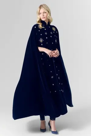 LE FAFO Luna Velvet Embellished Cape