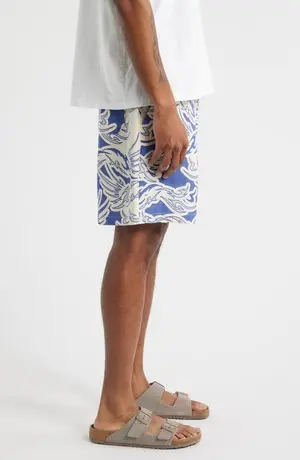Oas Printed Linen Drawstring Shorts