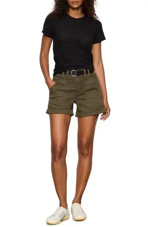 Sanctuary Cuffed Denim Shorts - Burnt Olive Green