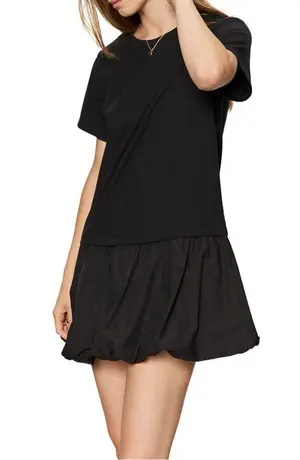 Sanctuary Mixed Media Bubble Hem Mini Dress