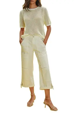 Sanctuary Stretch Cotton Cargo Pants - Washed Lemon Yellow