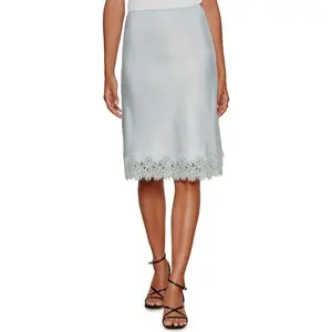 Sanctuary Satin Slip Skirt With Lace Trim