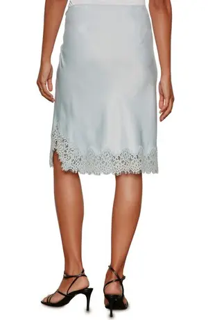 Sanctuary Satin Slip Skirt With Lace Trim