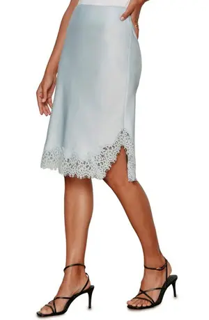 Sanctuary Satin Slip Skirt With Lace Trim