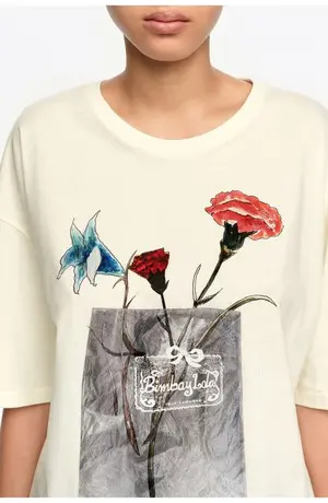 Bimba Y Lola Floral Logo T-shirt - Ivory