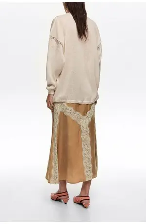 Bimba Y Lola Lace-detailed Flared Midi Skirt - Toffee
