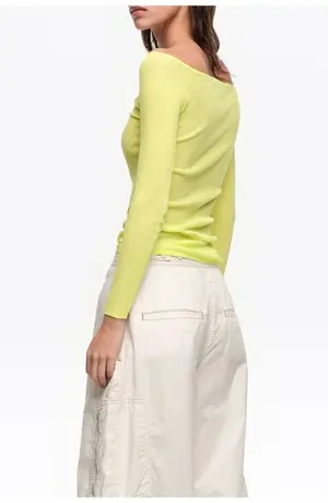 Bimba Y Lola Ribbed Fitted Sweater - Lime